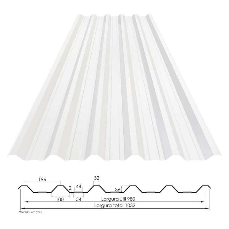 EC-TELHA TRAPEZOIDAL TP-40-(1,0X1,0)RAL9003/TXT.MAD.ESC-0,50