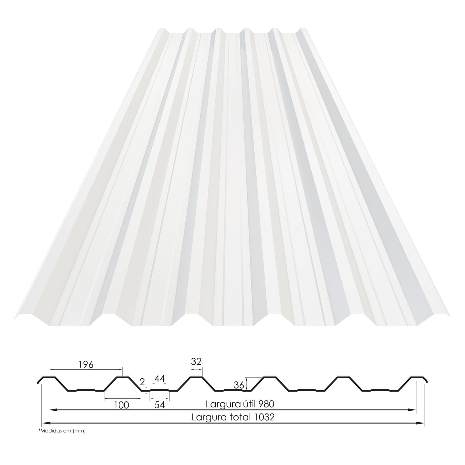 Telha Metálica TP40 Trapezoidal Branca - Telha em Aço Galvalume – Aço ...